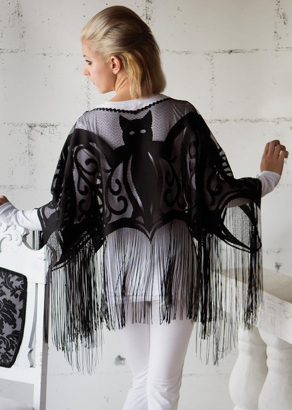 Heritage Lace | Bats Poncho with Fringe - Golden Gait Mercantile
