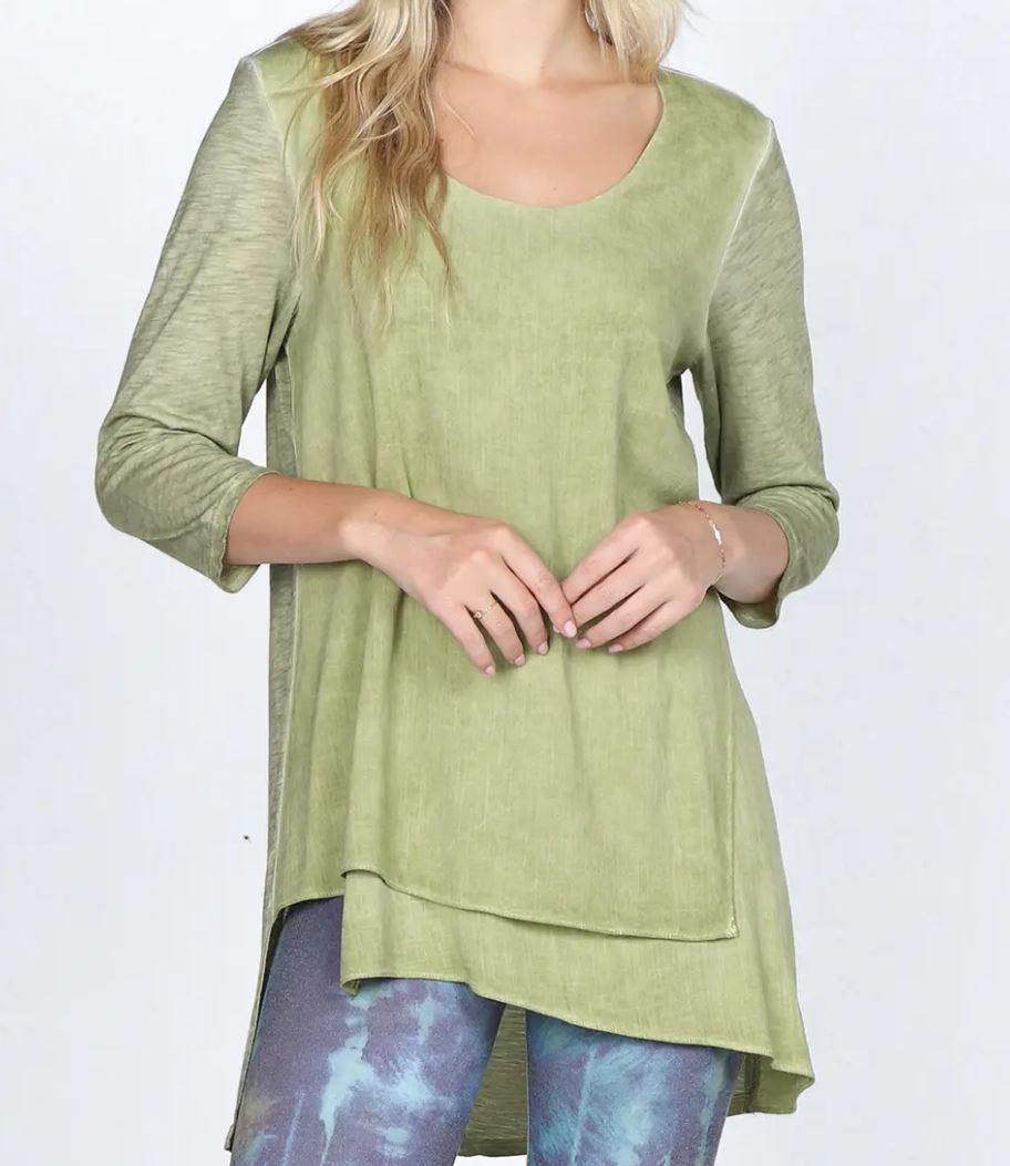 M. Rena | Oil Wash Woven Cross Hatch Knit Layered Tunic – Golden Gait ...
