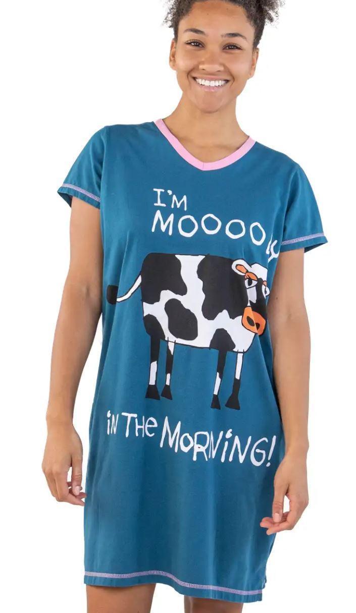 Moody in the Morning Cow Sleep Nightshirt | Dark Blue – Golden Gait ...