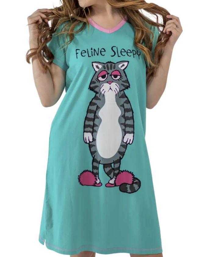 Lazy One Sleep Nightshirt | Feline Sleepy – Golden Gait Mercantile